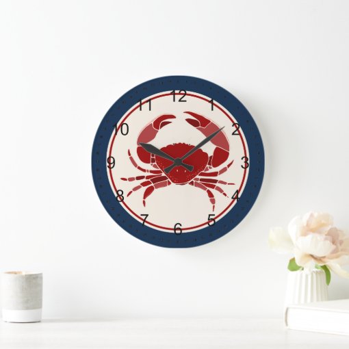 Red Crab Large Clock | Zazzle