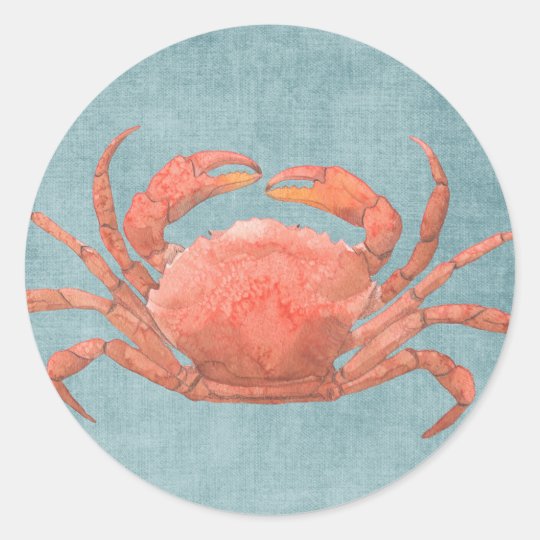 Red Crab on Denim Stickers | Zazzle.com