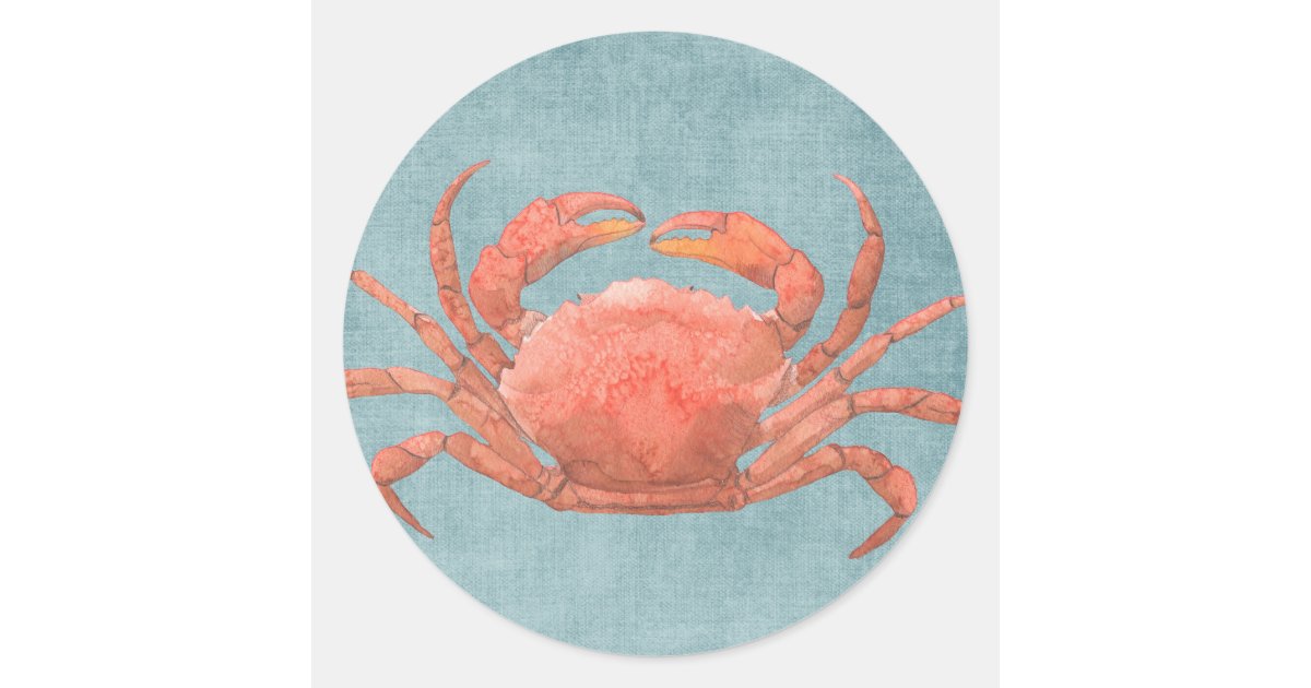 Red Crab on Denim Stickers | Zazzle