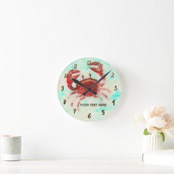 Red Crab Personalized Wall Clock | Zazzle