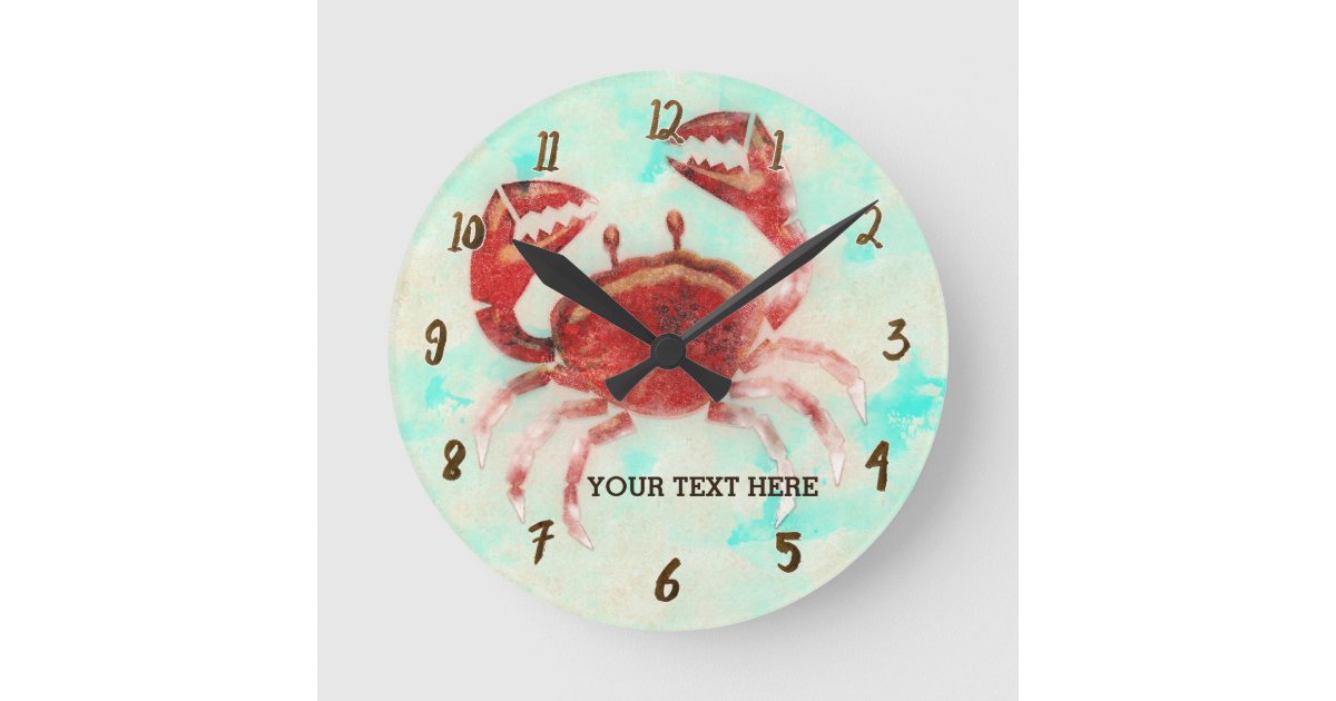 Red Crab Personalized Wall Clock | Zazzle