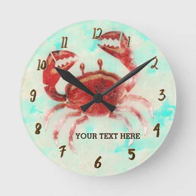 Red Crab Personalized Wall Clock | Zazzle