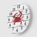 Red Crab Ship Beach Rustic Painting Large Clock | Zazzle