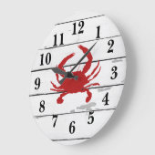 Red Crab Ship Beach Rustic Painting Large Clock | Zazzle