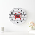 Red Crab Ship Beach Rustic Painting Large Clock | Zazzle