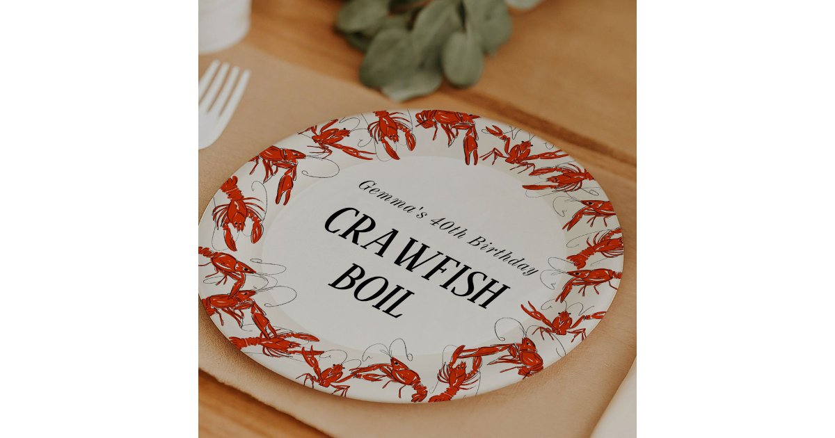 Red Crawfish Boil Seafood Birthday Party Paper Plates | Zazzle