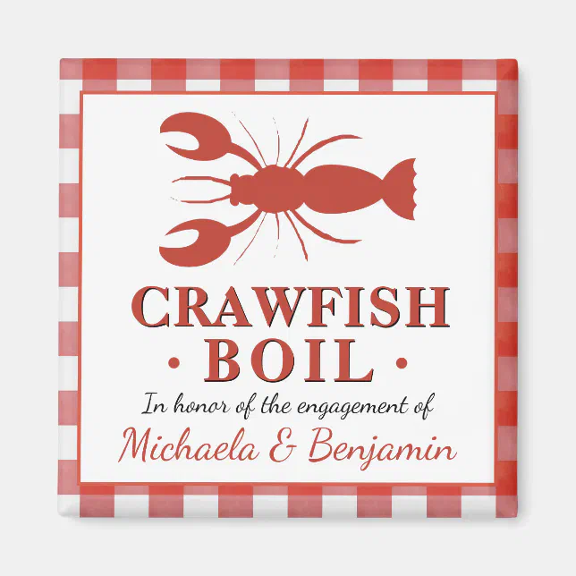 Red Crawfish Boil Seafood Party Engagement Picnic Magnet | Zazzle