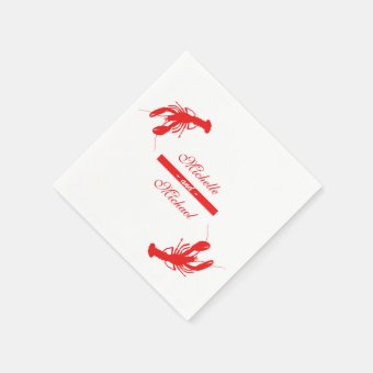 Red Crawfish Lobster Cocktail Napkins | Zazzle