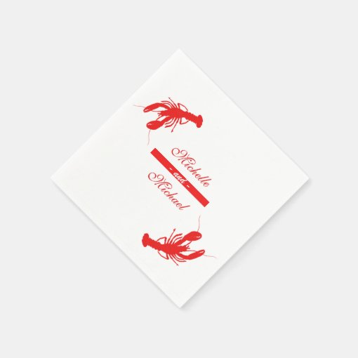 Red Crawfish Lobster Cocktail Napkins | Zazzle