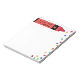 Red Crayon & Stars Colorful Note From Teacher | Zazzle