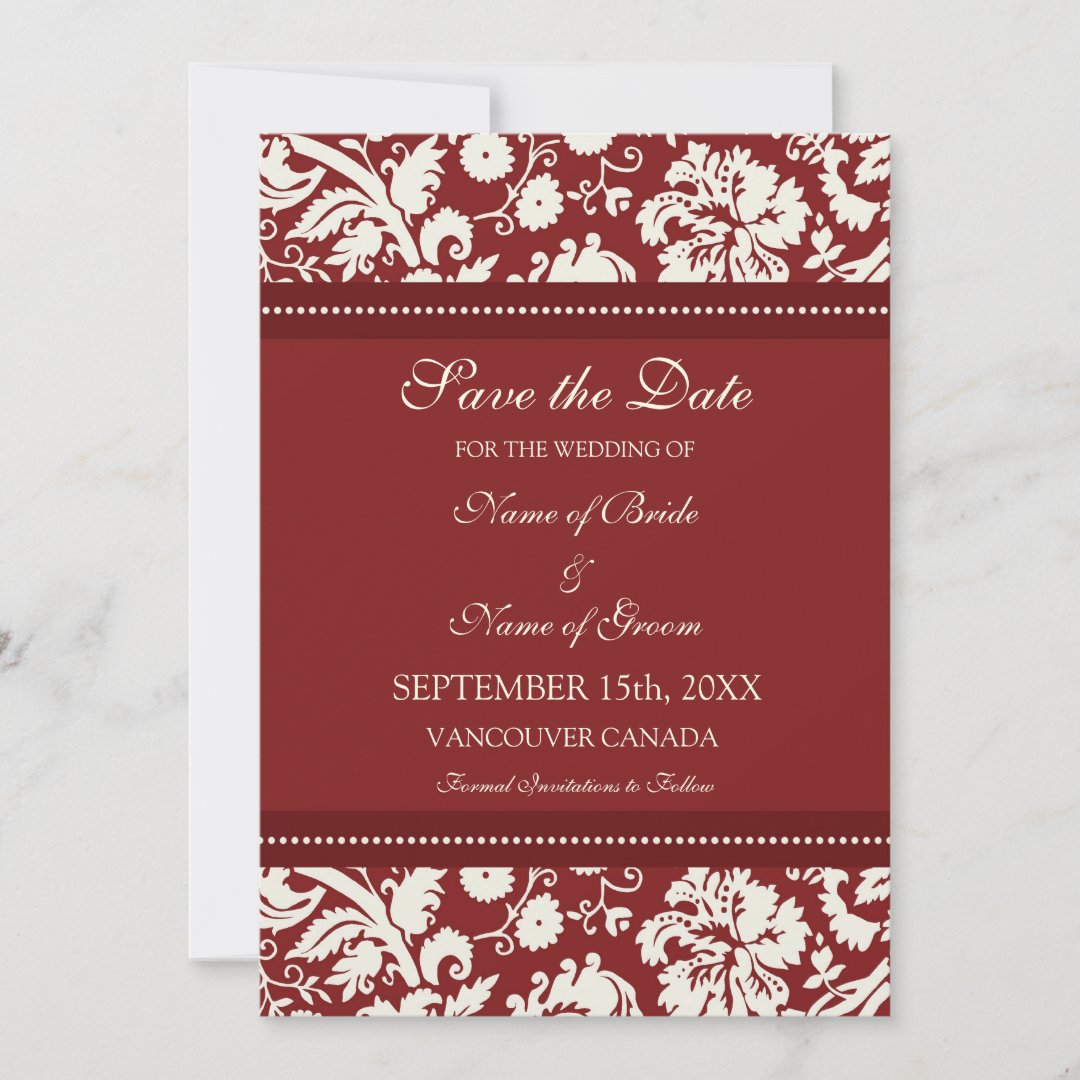 Red Cream Wedding Save the Date Card | Zazzle