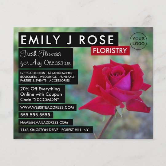Red Crimson Rose, Floristry Advertising Flyer | Zazzle.com