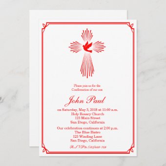 Red Cross and Dove Confirmation Invitation | Zazzle