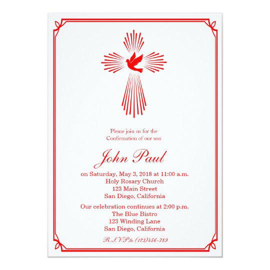 Red Cross and Dove Confirmation Invitation | Zazzle.com