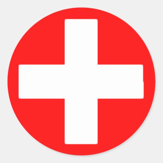 red cross classic round sticker | Zazzle.com
