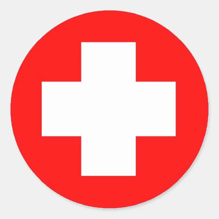 Red Cross Products & Designs! Classic Round Sticker | Zazzle