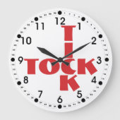 Red Crossword Tick Tock Text Large Clock | Zazzle