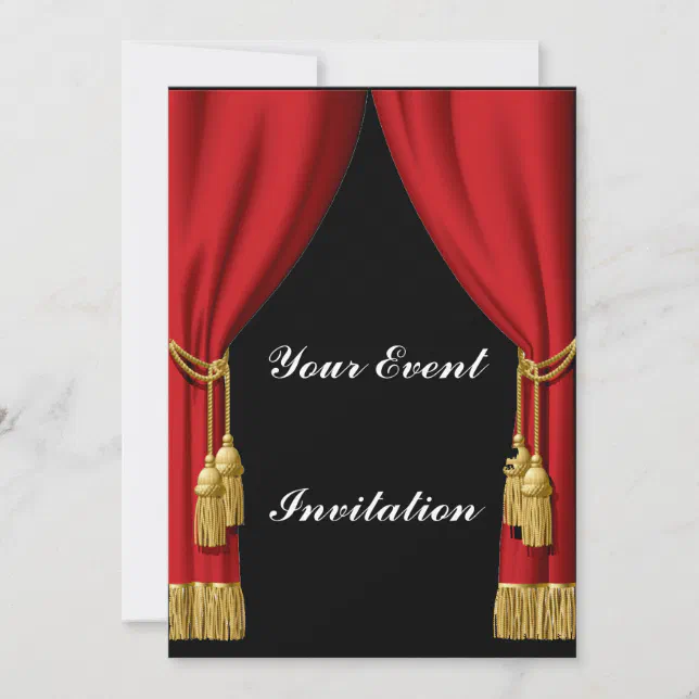 Red Curtain Invitation | Zazzle