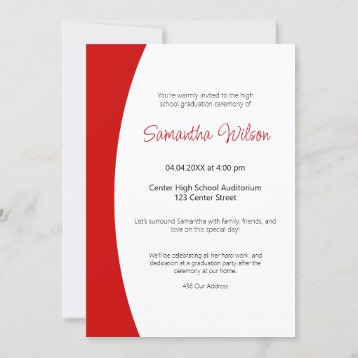 Red Curved Frame Photo Graduation Invitation | Zazzle