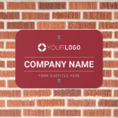 Red custom business corporate logo metal sign | Zazzle