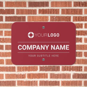 Red custom business corporate logo metal sign | Zazzle