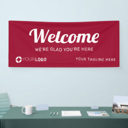 Red Custom Company Logo Welcome Banner | Zazzle