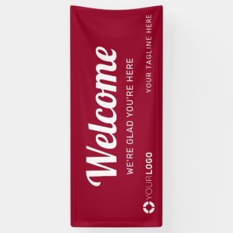 Red Custom Company Logo Welcome Banner | Zazzle