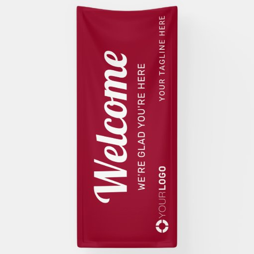 Red Custom Company Logo Welcome Banner | Zazzle