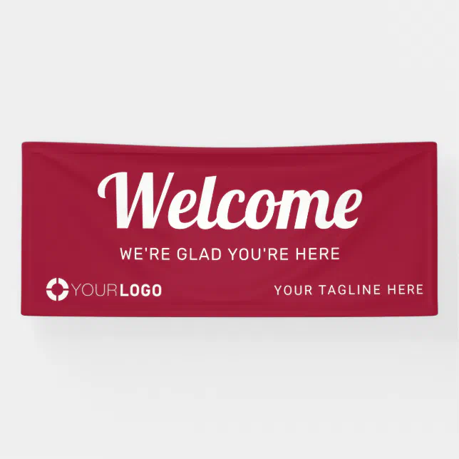 Red Custom Company Logo Welcome Banner | Zazzle