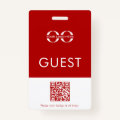 Red Custom Guest Badge with Logo and QR Code | Zazzle
