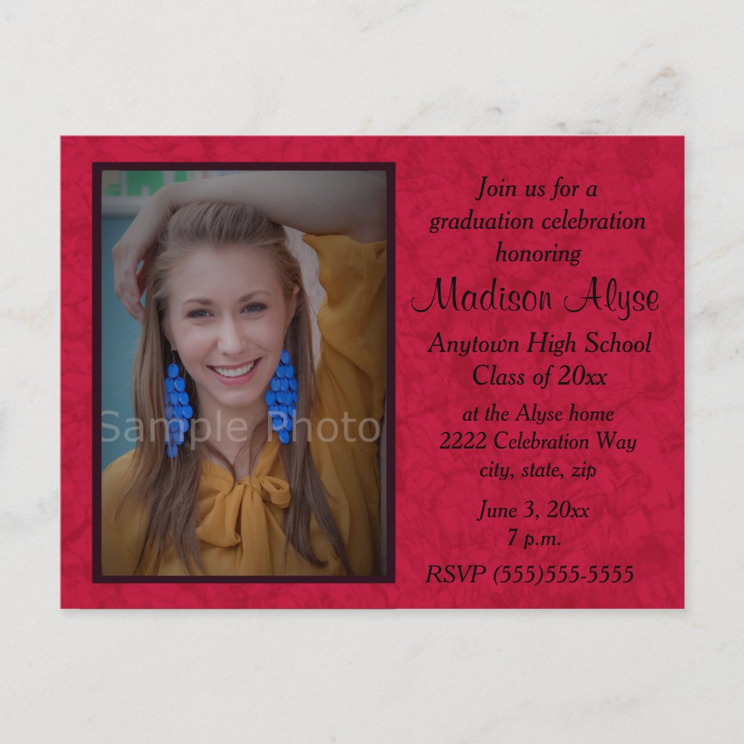 Red Custom Photo Graduation Celebration Invitation | Zazzle