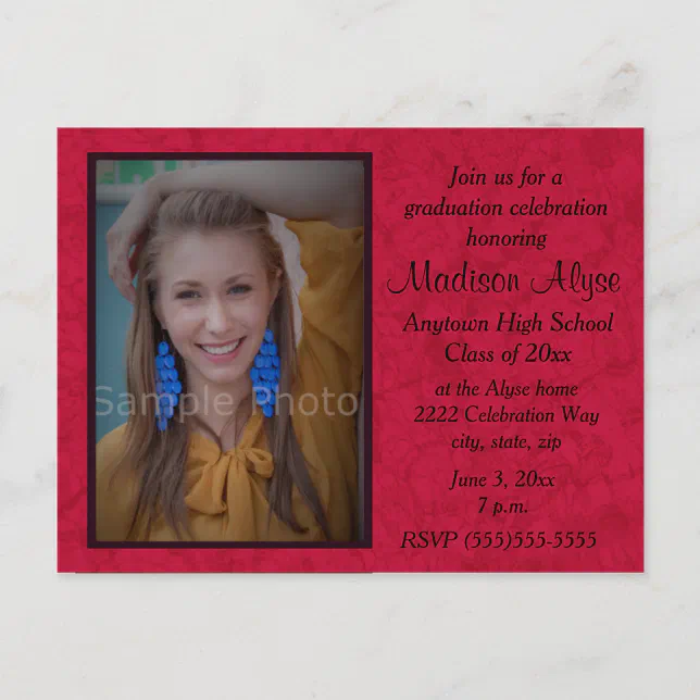 Red Custom Photo Graduation Celebration Invitation | Zazzle