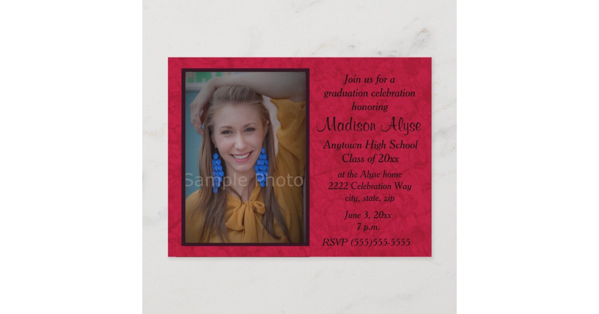 Red Custom Photo Graduation Celebration Invitation | Zazzle