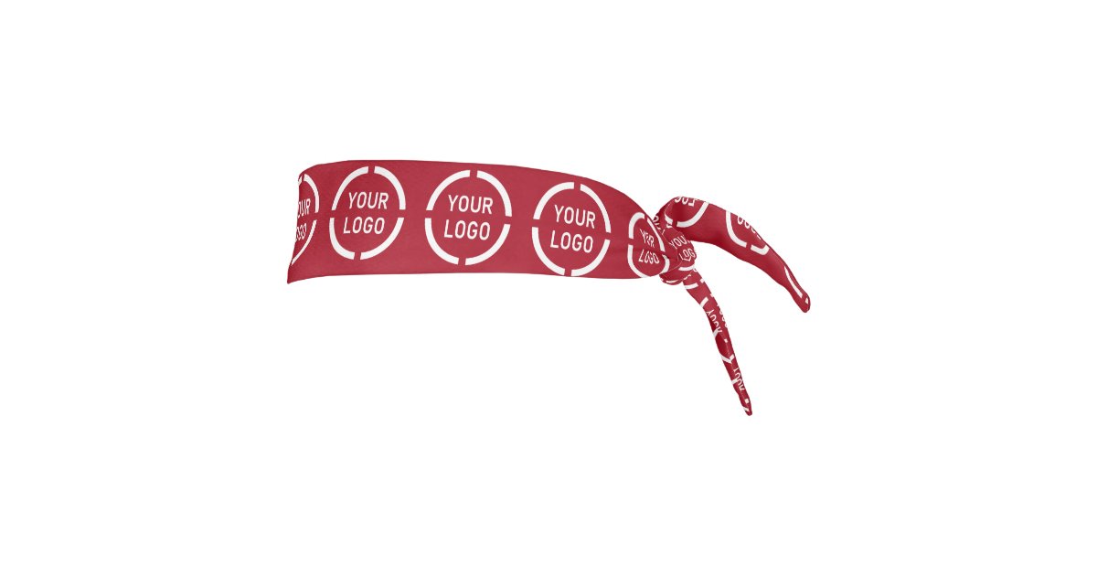 Red custom repeat Logo branded promotional Tie Headband | Zazzle