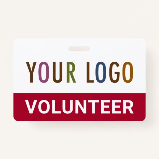 Red Custom Volunteer Badge Lanyard Event Team Logo | Zazzle