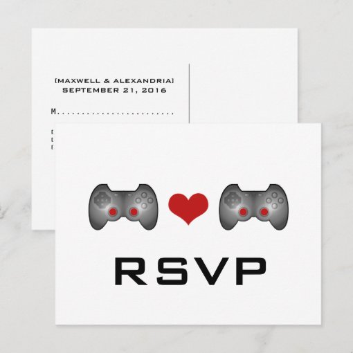 Red Cute Gamer RSVP Postcard | Zazzle