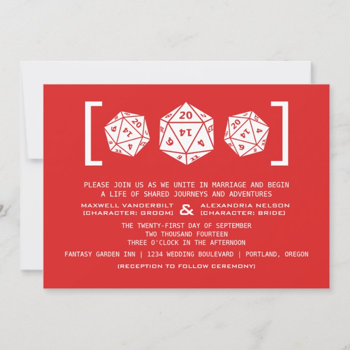 Red D20 Dice Gamer Wedding Invitation | Zazzle.com