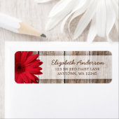 Red Daisy Rustic Barn Wood Address Labels | Zazzle