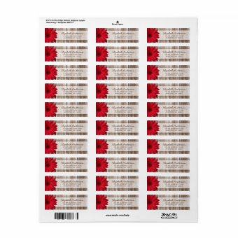 Red Daisy Rustic Barn Wood Address Labels | Zazzle