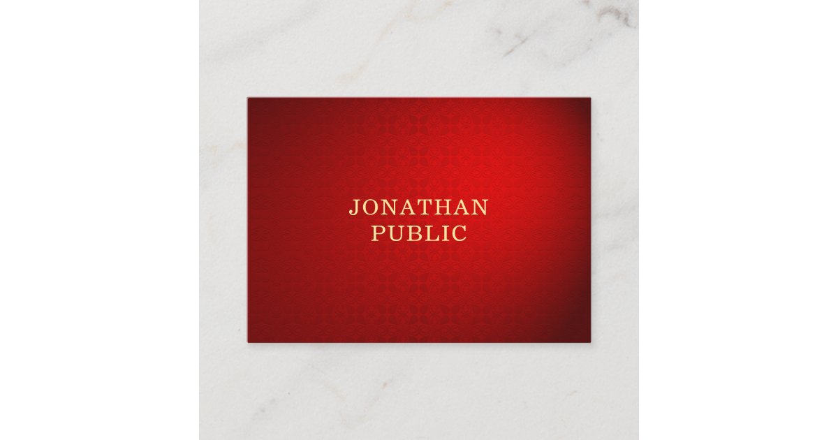 Red Damask Gold Text Elegant Professional Template Business Card | Zazzle