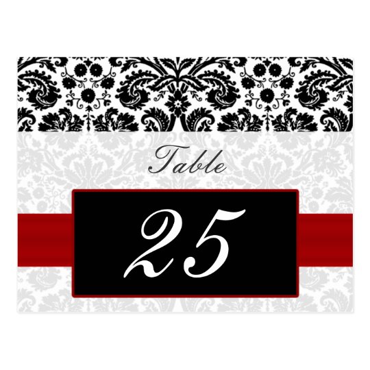 red damask table numbers postcards | Zazzle.com