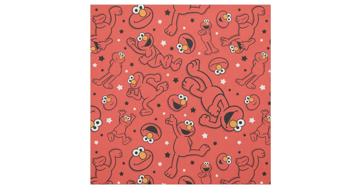 Red Dancing Elmo Pattern Fabric | Zazzle