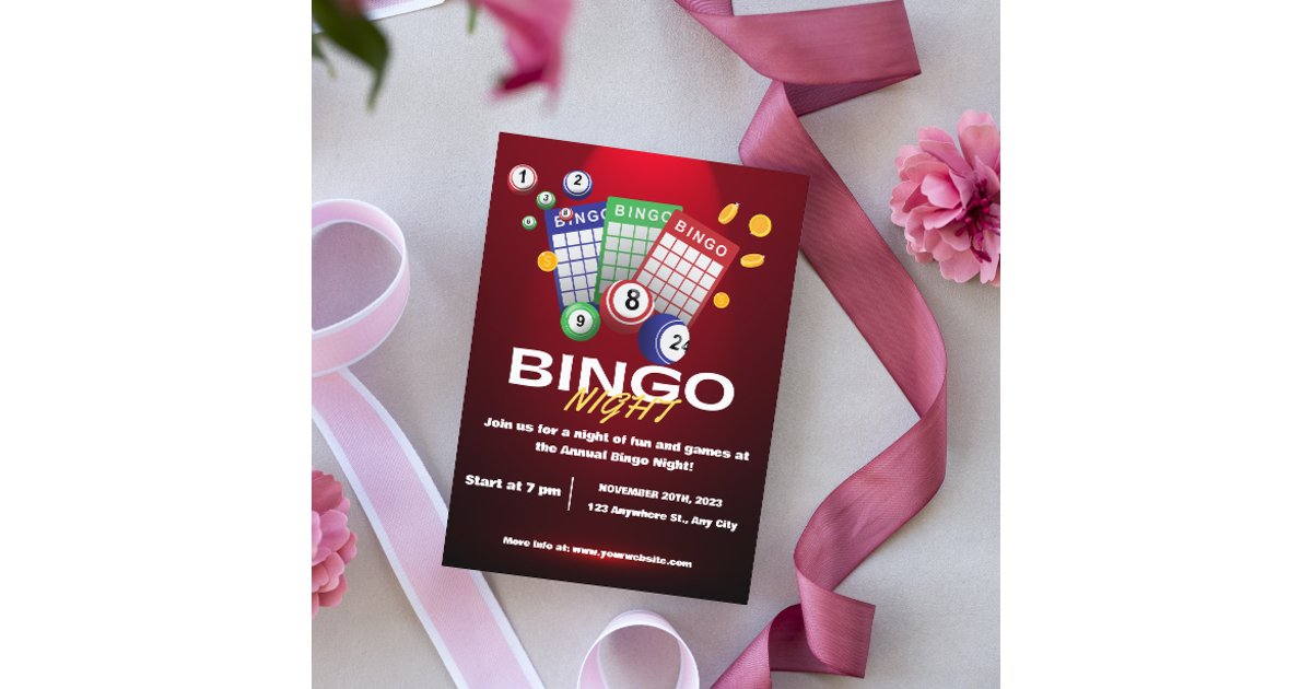 Red Dark Bingo Night Party Invitation | Zazzle