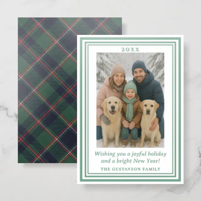 Red Dark Blue Green Plaid Christmas Holiday Letterpress Photo Cards ...