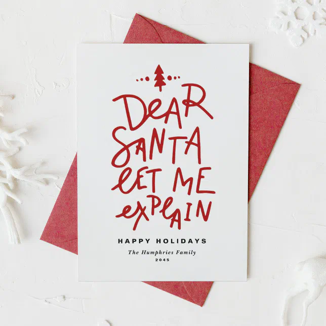 Red Dear Santa Let Me Explain Funny Christmas Holiday Card | Zazzle