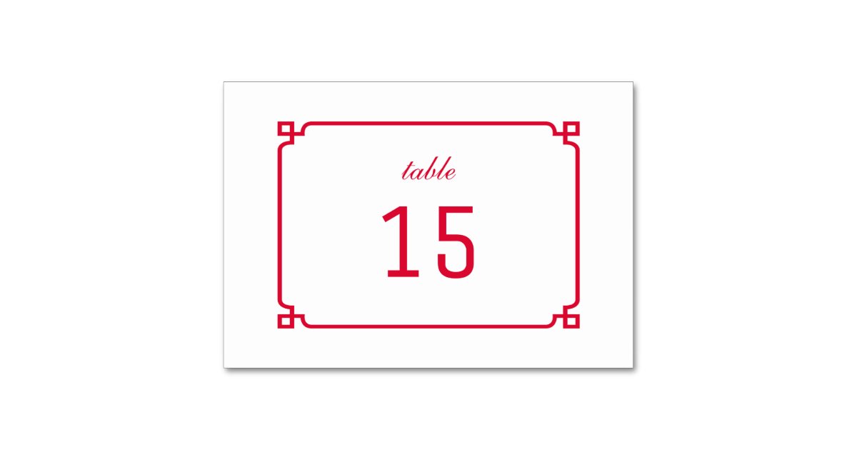 Red Deco Chic Table Card | Zazzle