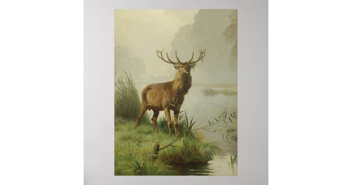 Red Deer painting Poster | Zazzle