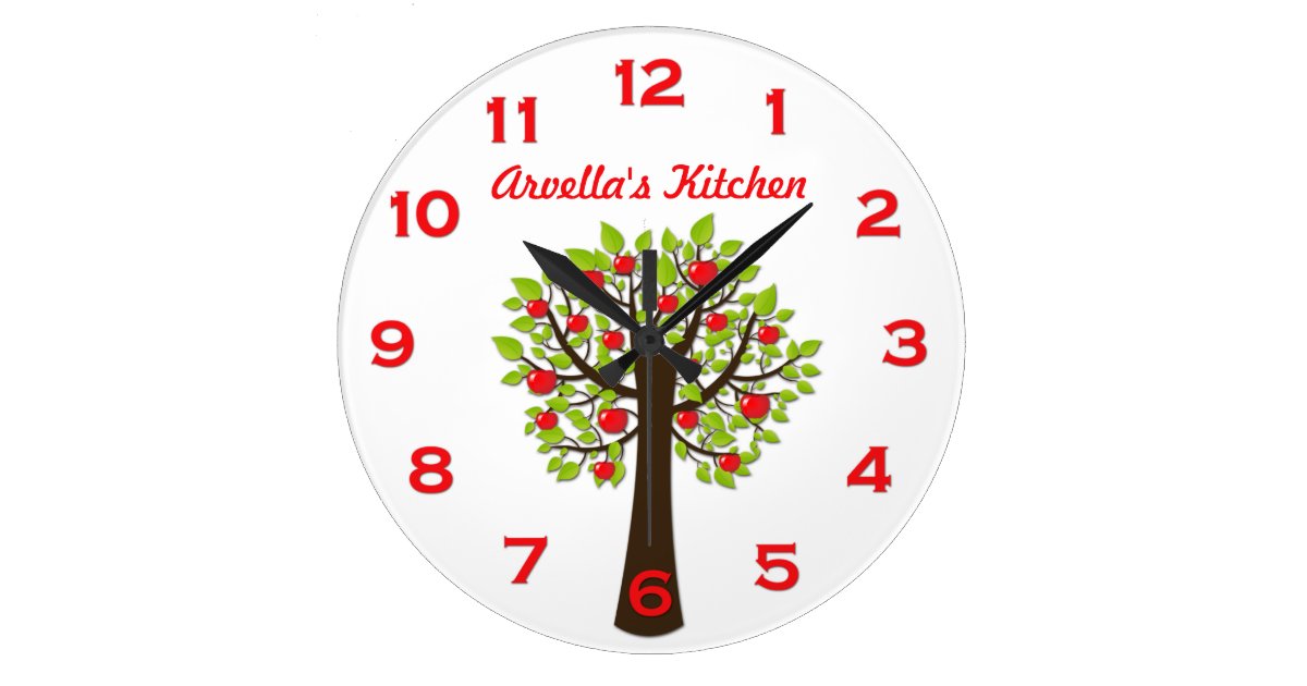 Red Delicious Apple Tree Personalized Wall Clock | Zazzle
