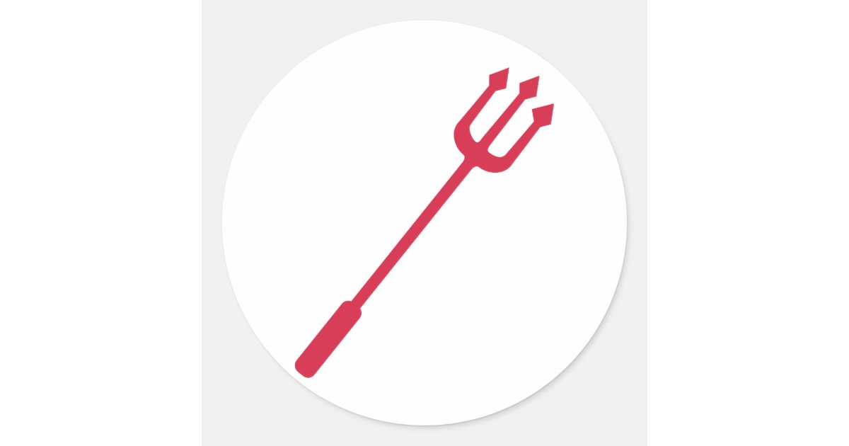 Red devil trident classic round sticker | Zazzle