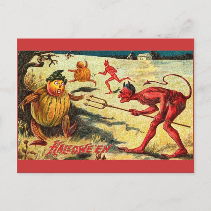 Red Devil Vintage Postcard | Zazzle.com